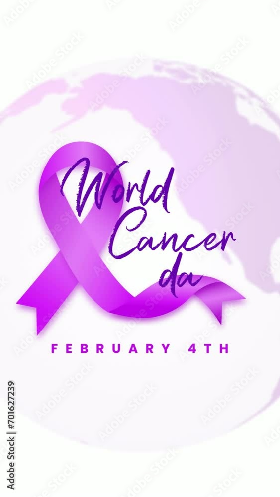 world cancer day with purple ribbon and globe world map background for ...