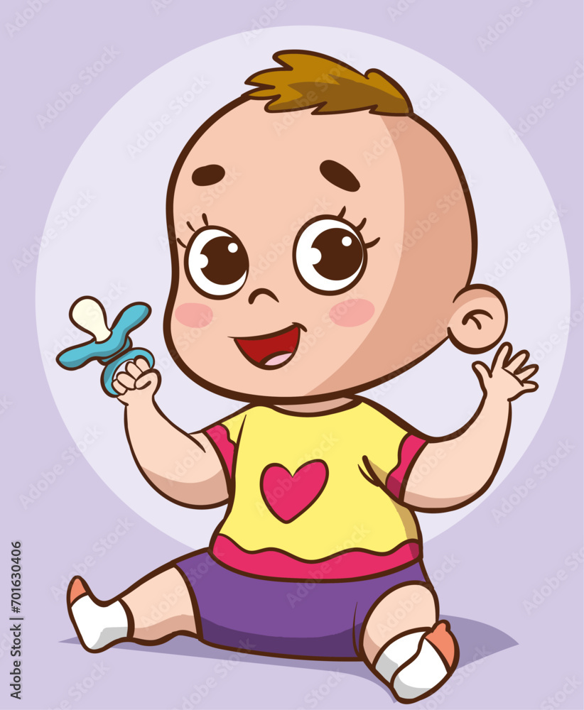 Cartoon baby with different poses. Vector clip art illustration. Stock ...