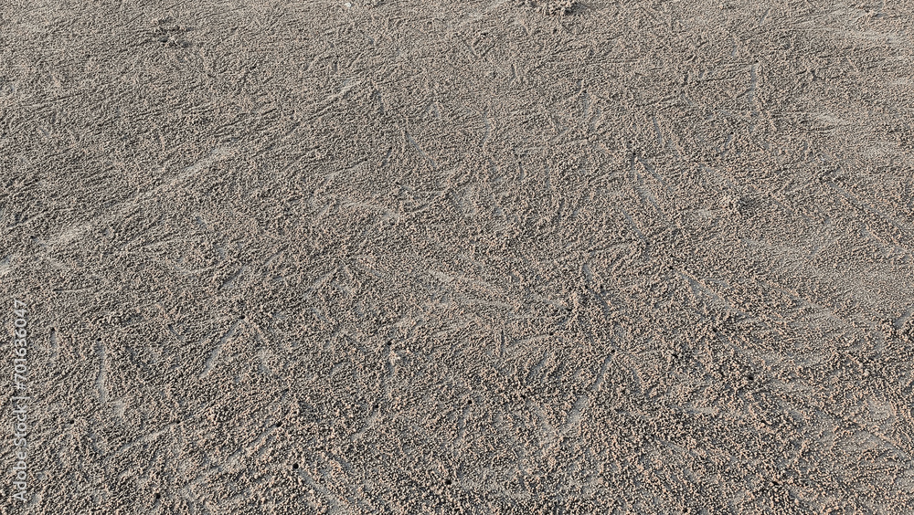 Sand texture with sand bubbler crabs. These patterns are created when ...
