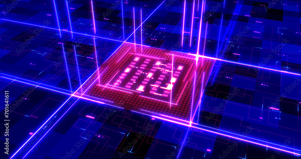 Artificial Intelligence CPU Processor Analyzing Data Flow. Data ...