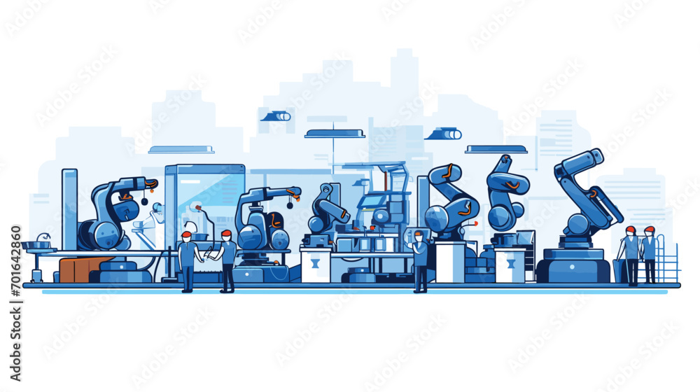AI in industry and manufacturing with a vector scene featuring robotic ...