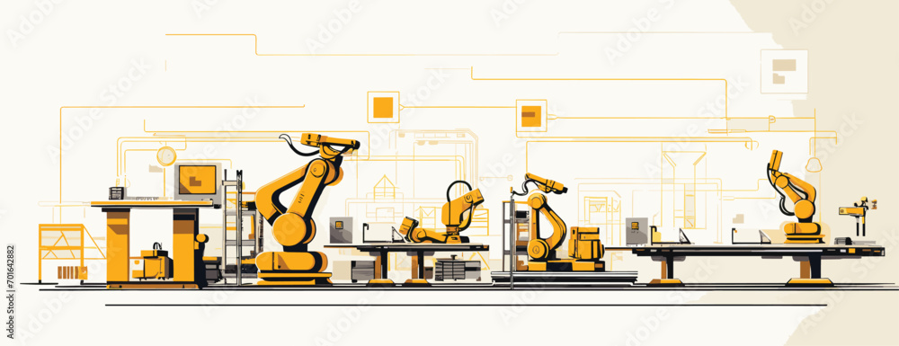 AI in industry and manufacturing with a vector scene featuring robotic ...