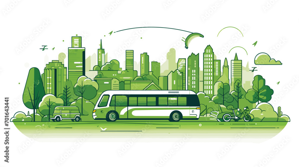 green spaces in transportation with a vector scene featuring bike lanes ...
