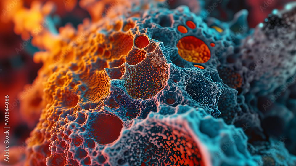 background, colorful and complex biological structures that look like ...