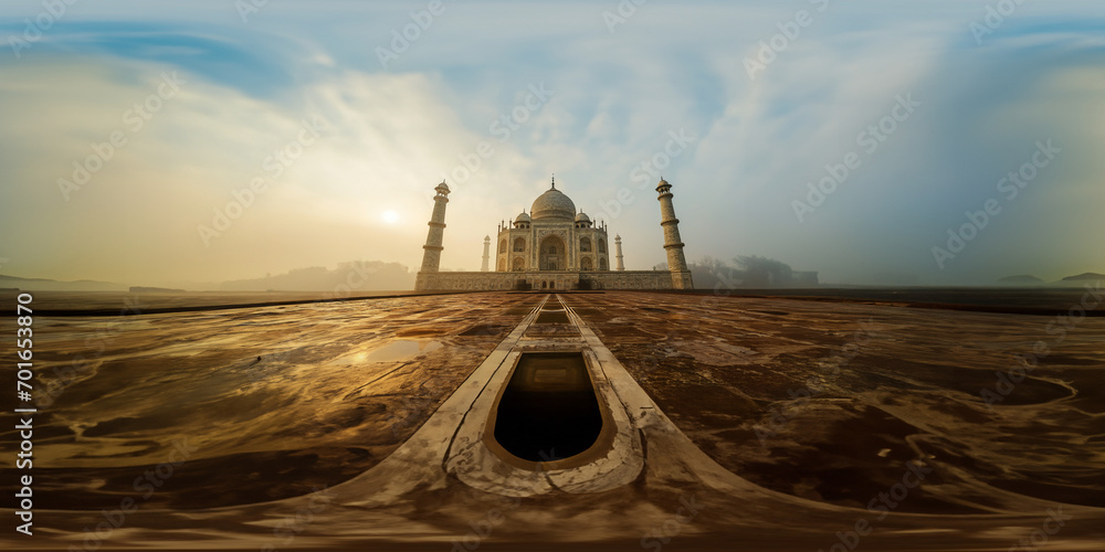 Dystopian Taj Mahal, VR 360 HDR Immersive Stock Illustration | Adobe Stock