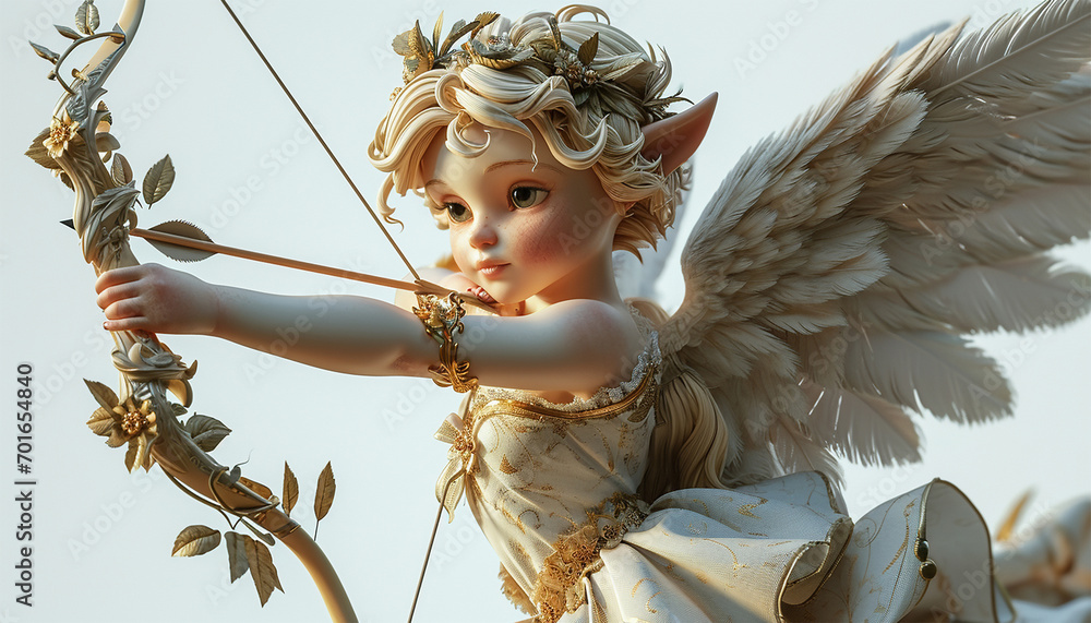 Valentine's Day greeting card or banner design with cupid illustration ...