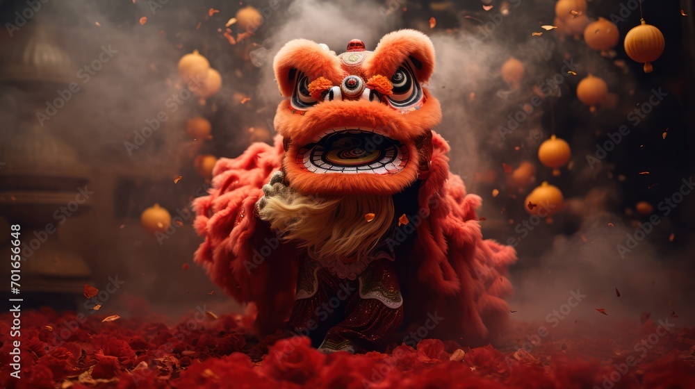 Chinese Lion Dance Card Design Stock Illustration | Adobe Stock