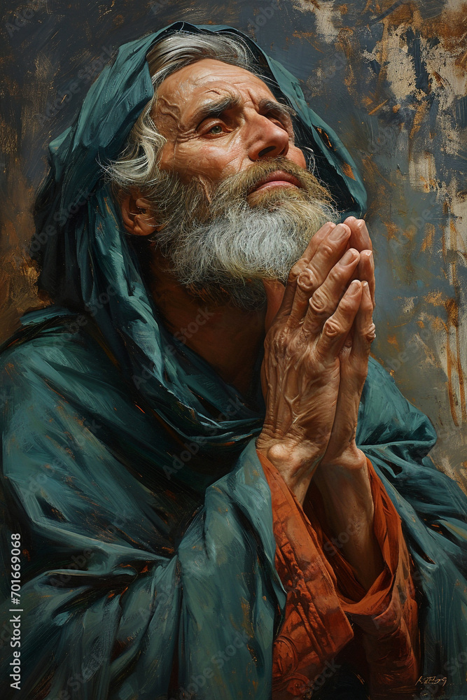 Praying Elijah the prophet Stock Illustration | Adobe Stock