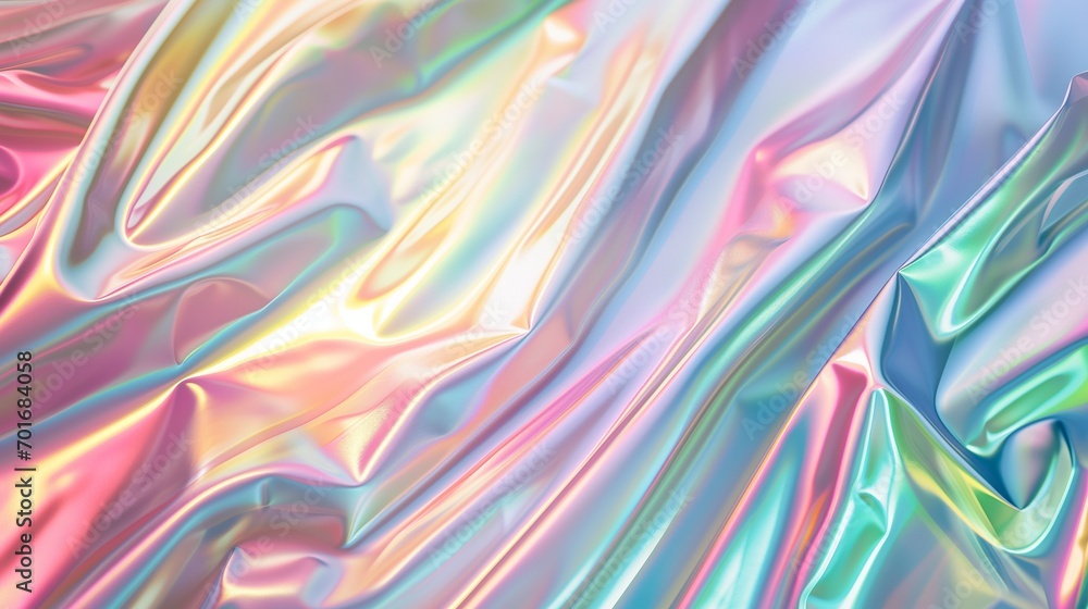 Abstract holographic folds with a fluid, metallic sheen in a vibrant ...