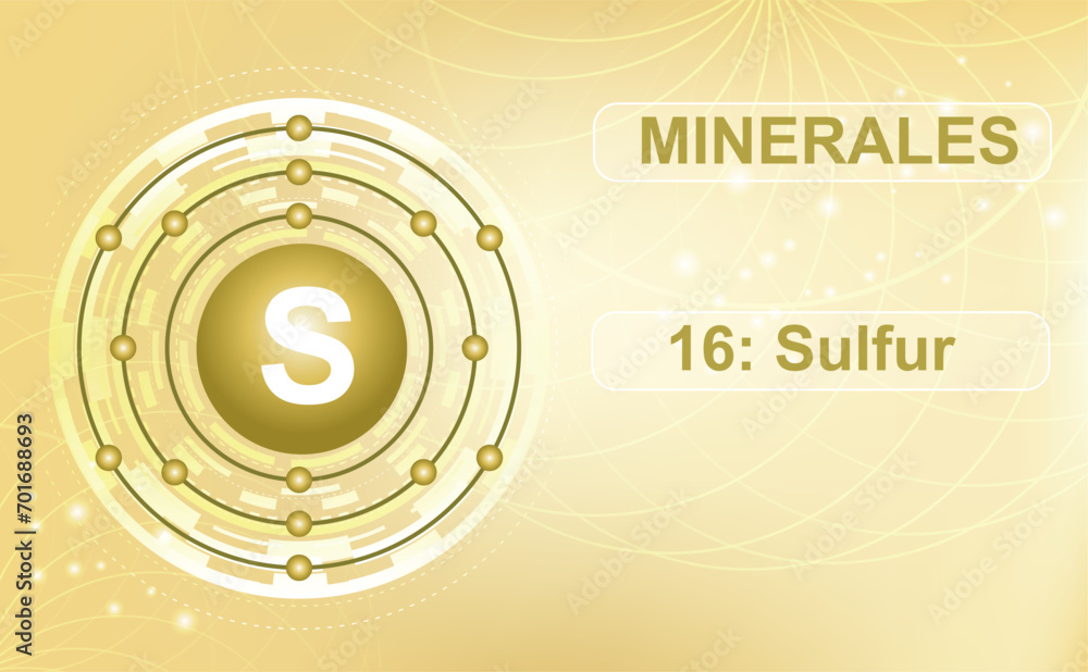 Electron shell diagram for the mineral and macroelement S, sulfur, the ...