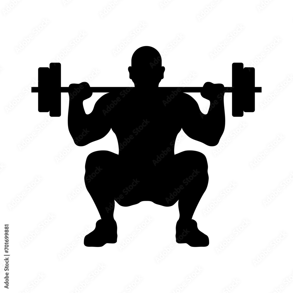 Logo gym fitness. Silueta de hombre musculoso culturista levantando ...