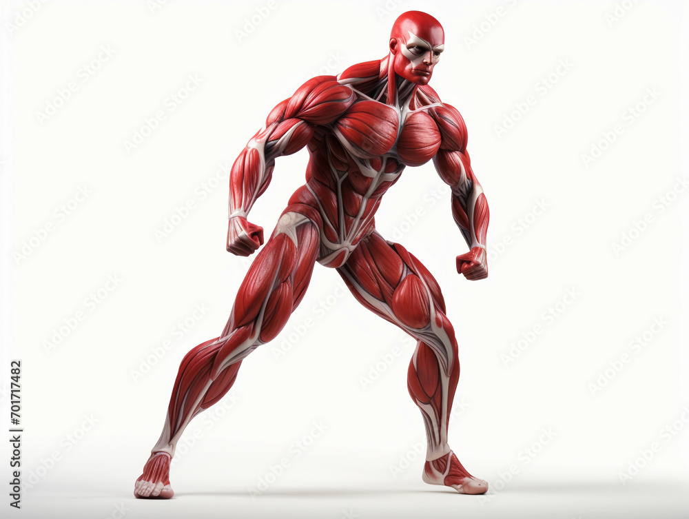 bodybuilder model in muscular pose at White background. Illustration of ...