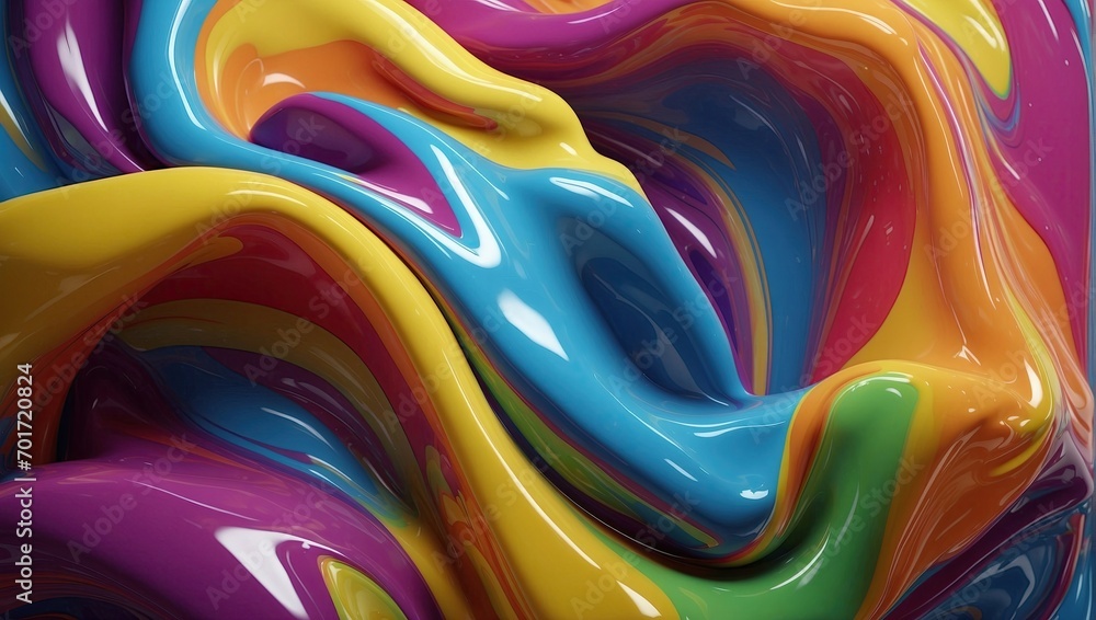 Colorful abstract liquid swirls in a rainbow palette, with a prominent ...