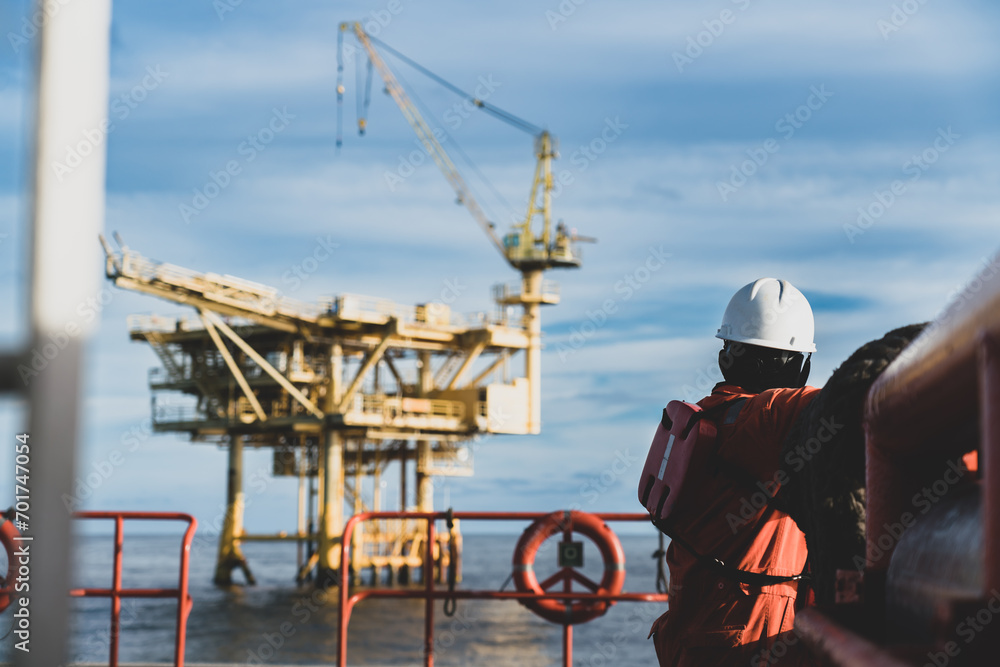 Poster Offshore oil and gas wellhead remote platform which produced raw ...