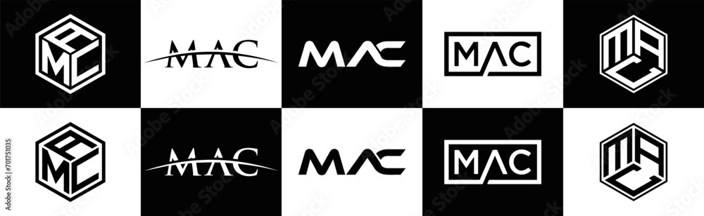 MAC logo. M A C design. White MAC letter. MAC, M A C letter logo design ...