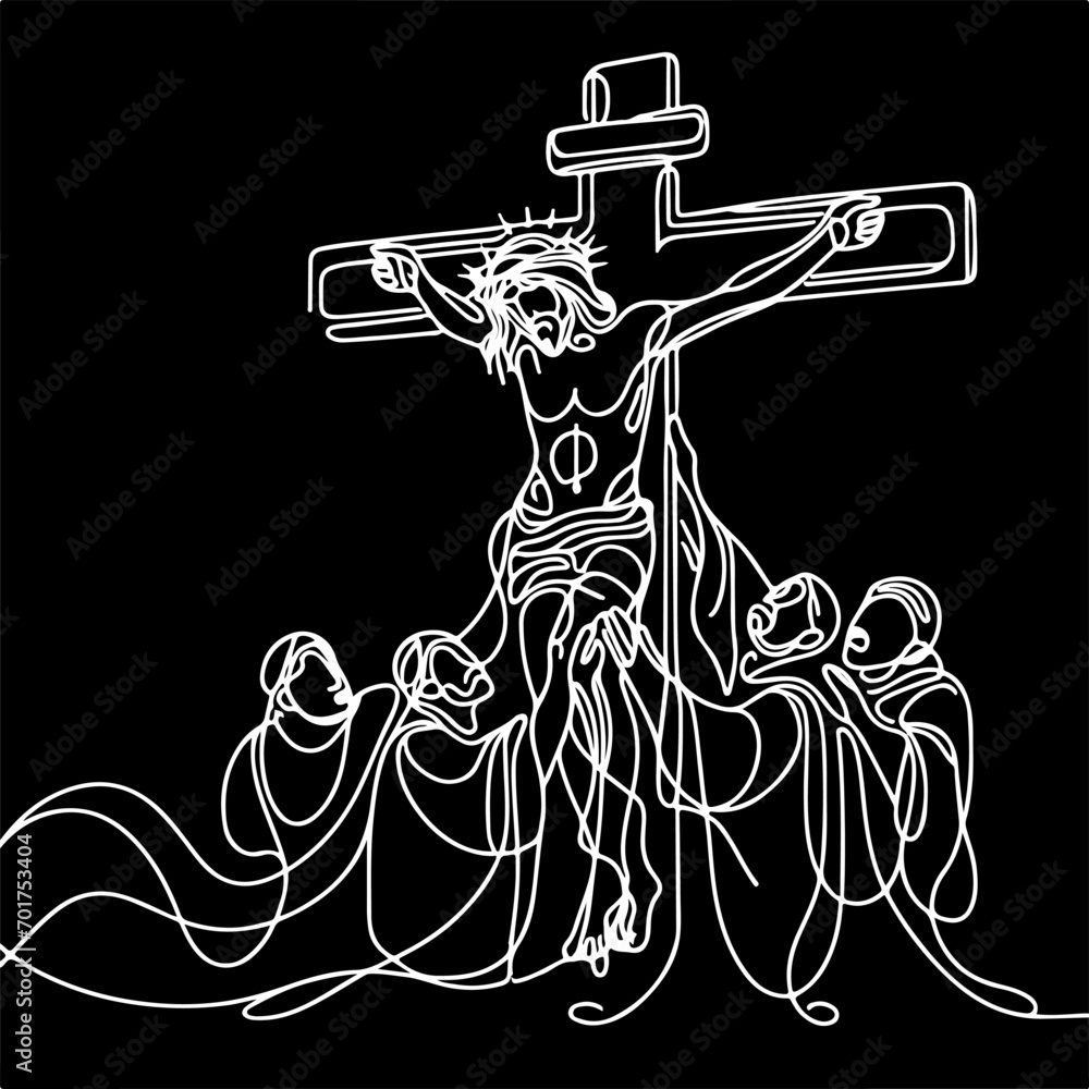continuous line of Jesus christ.one line drawing of the Lord jesus being overtaken. line art of ...