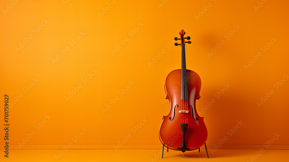 violin, orange and yellow photograph of a cello, in the style of ...