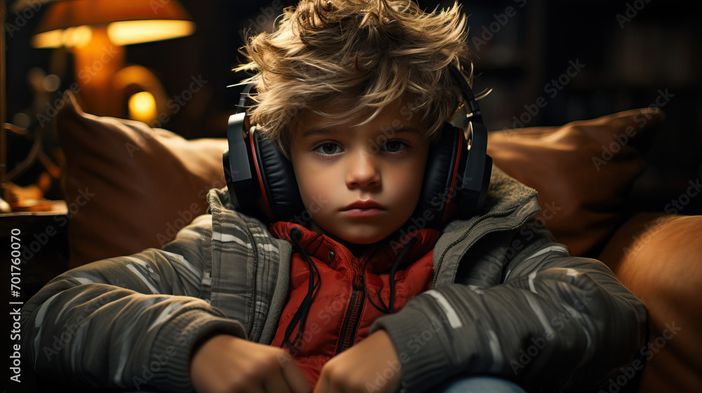 A Sad, Autistic Stressed Kid Covering His Ears, a Tired Boy Seeking to ...