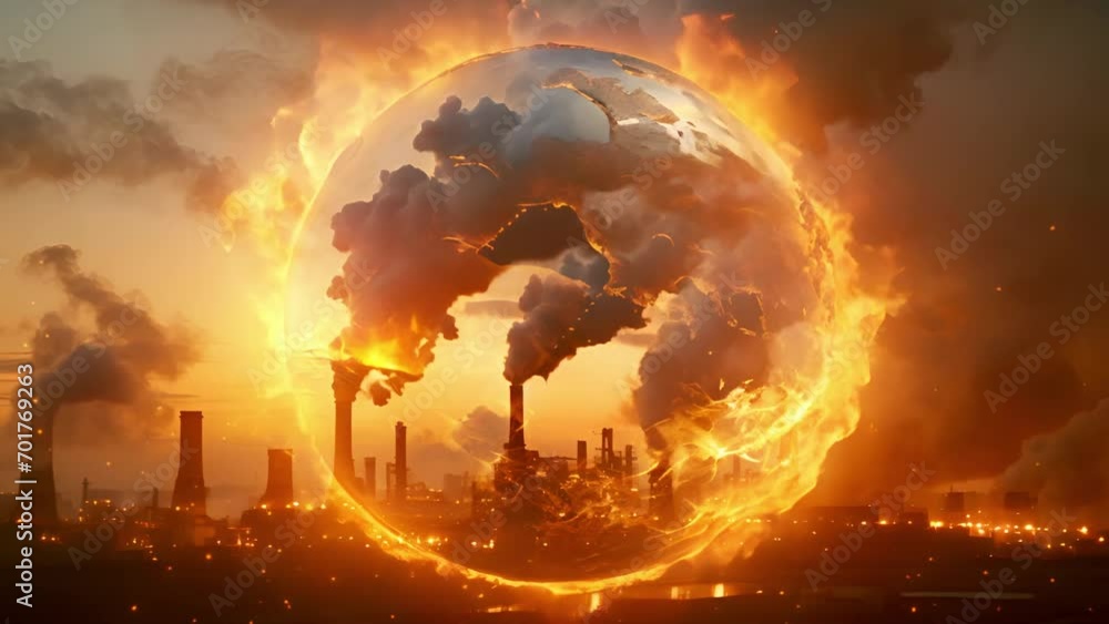 AI video clip on the concept of global warming, a boiling world and ...