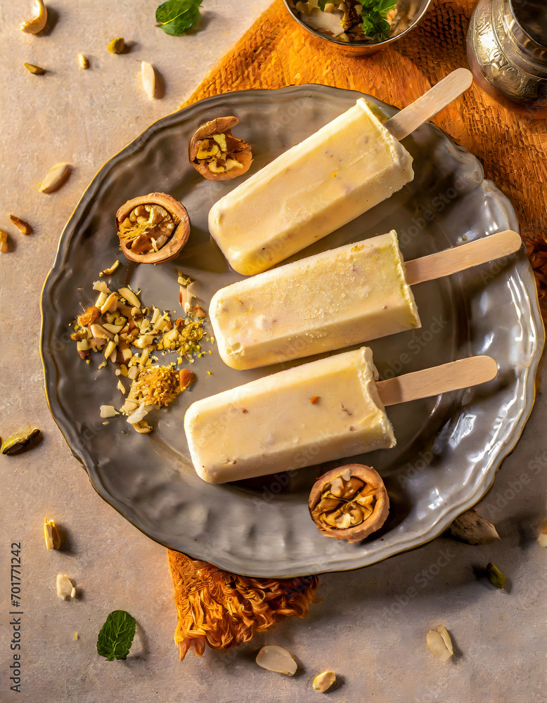 Malai kulfi traditional Indian ice scream or Qulfi, Rajasthani home ...