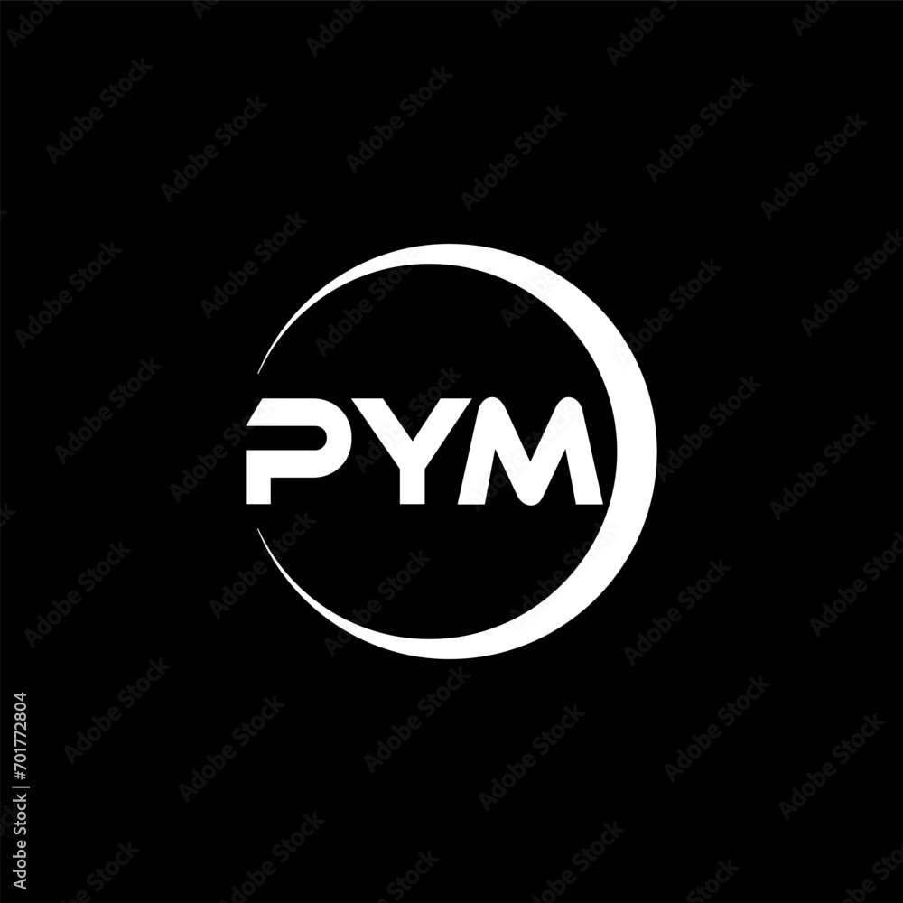 PYM letter logo design with black background in illustrator, cube logo ...