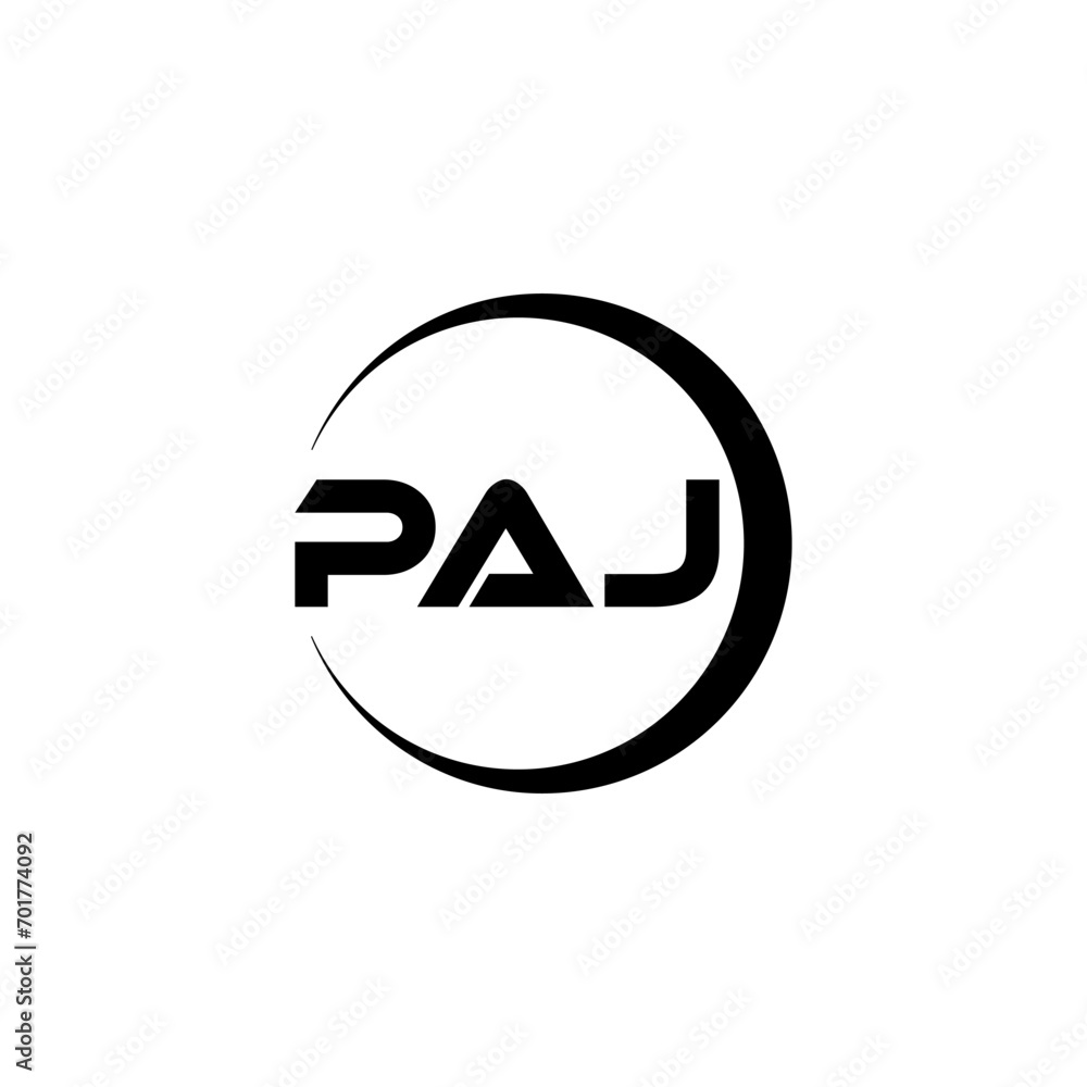 PAJ letter logo design with white background in illustrator, cube logo ...