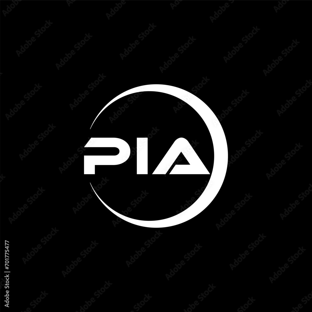 PIA letter logo design with black background in illustrator, cube logo ...