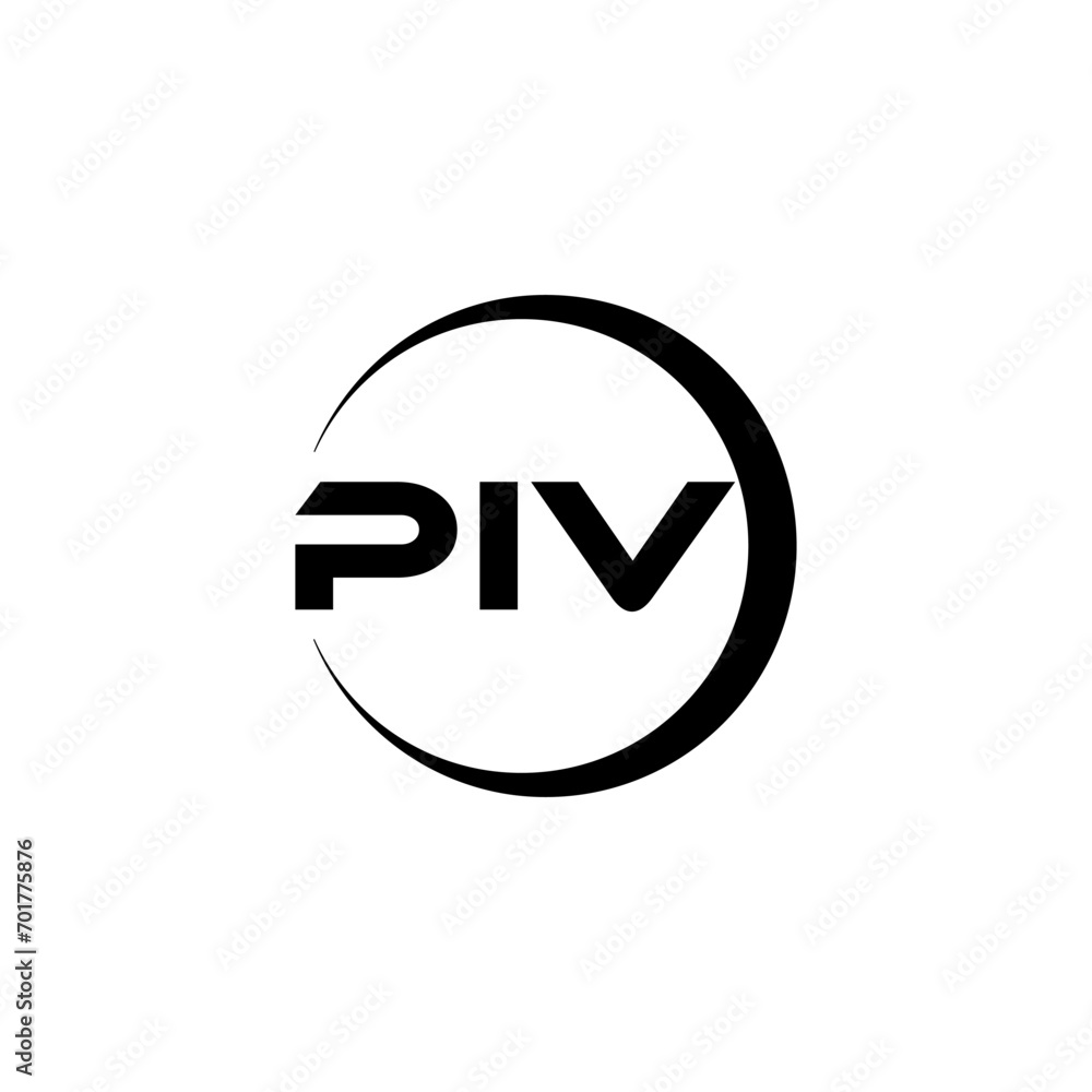 PIV letter logo design with white background in illustrator, cube logo ...