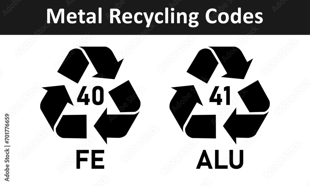 Vecteur Stock Metal recycling code icon set. Triangular mobius strip ...