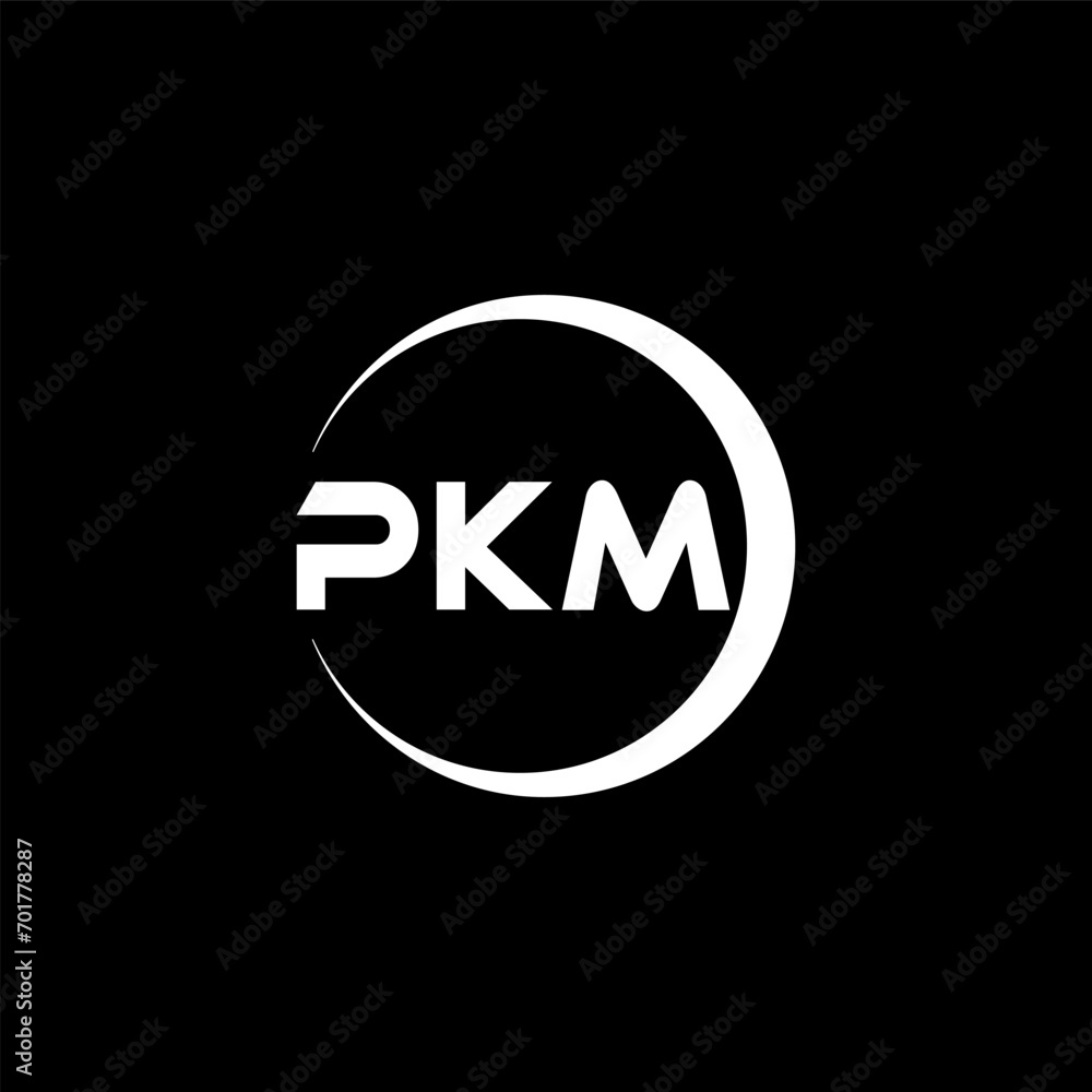 PKM letter logo design with black background in illustrator, cube logo ...