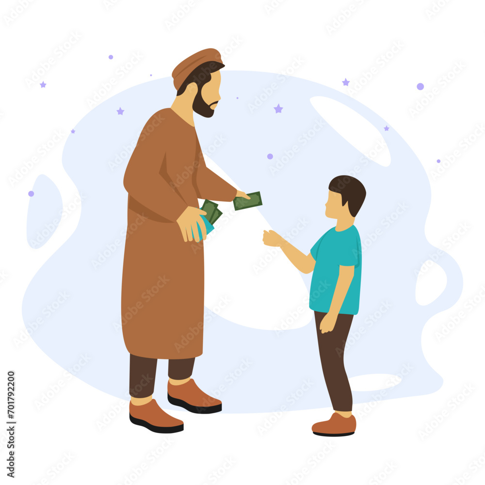 Eid blessings wrapped in currency notes for children concept, Eidi Cash ...
