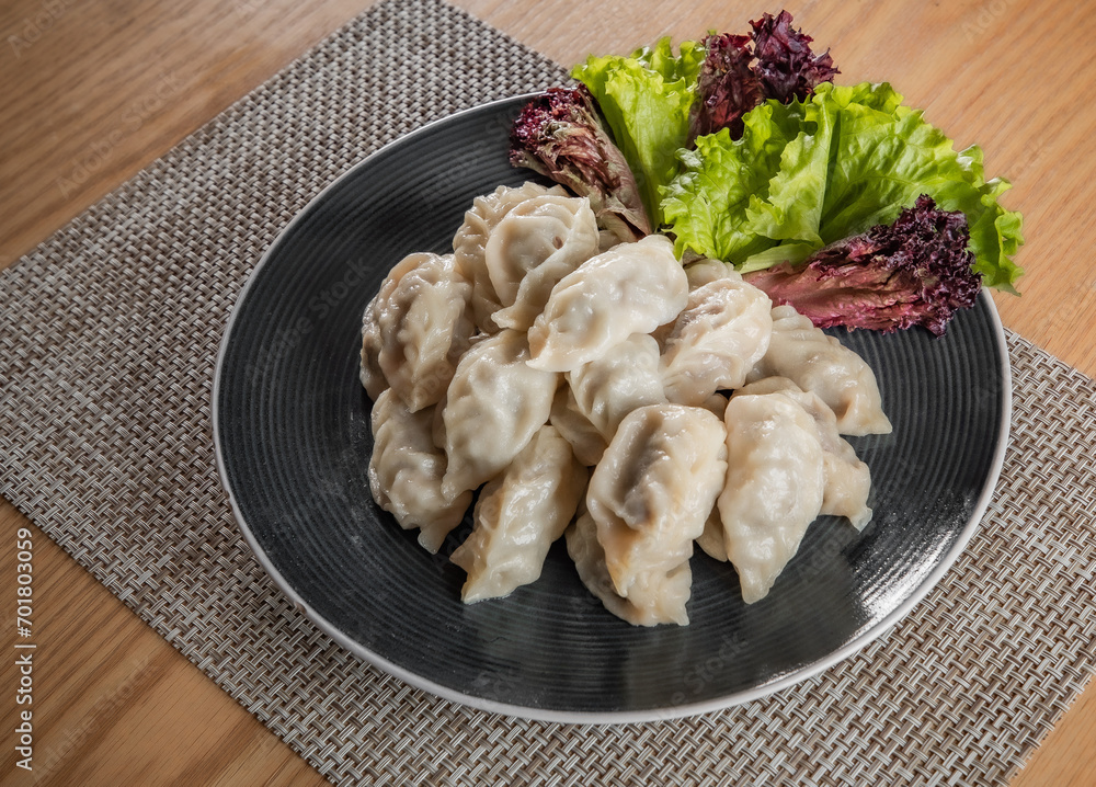 Tsagaan Sar table with Mongolian food, mongolian national food, mongolian traditional food buuz ...