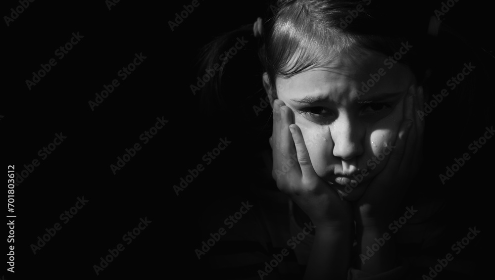 Conceptual imge: loneliness, pain, depression, child tragedy. Crying ...