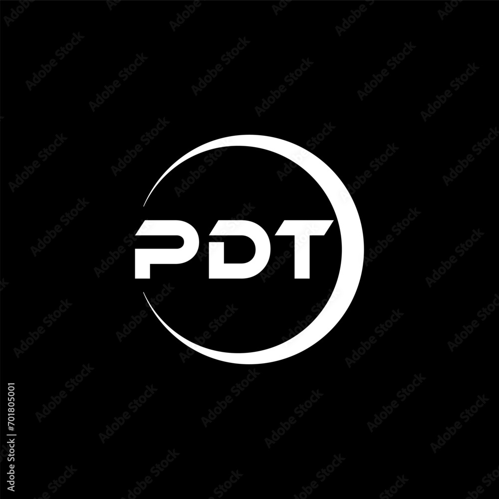 PDT letter logo design with black background in illustrator, cube logo ...