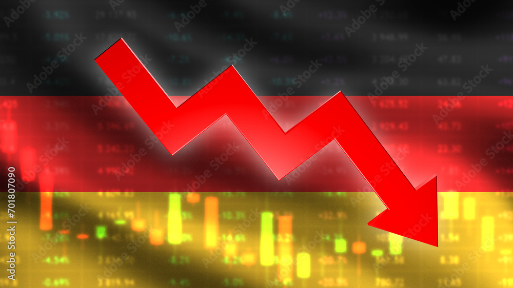 Crisis chart on German flag. Economy Germany. National symbol Germany ...