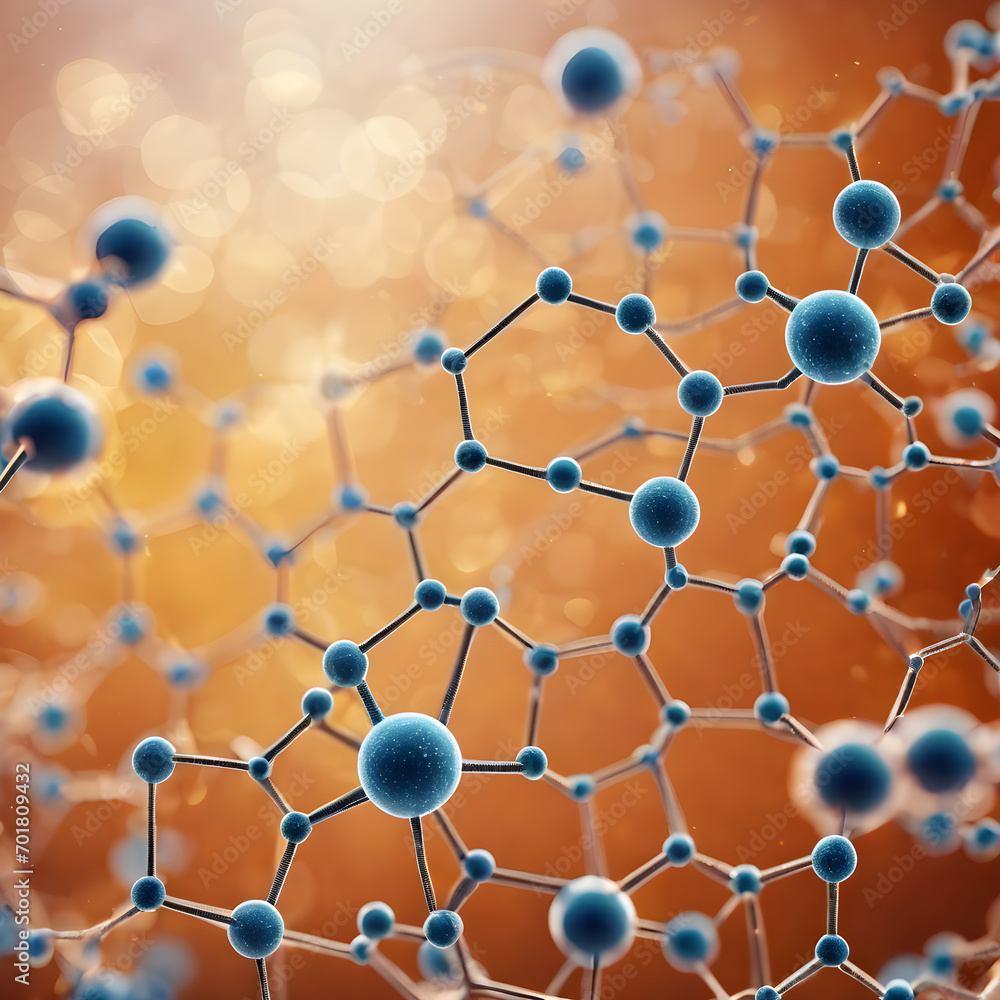 Network structure chemical bonds in molecular level of lines and points ...