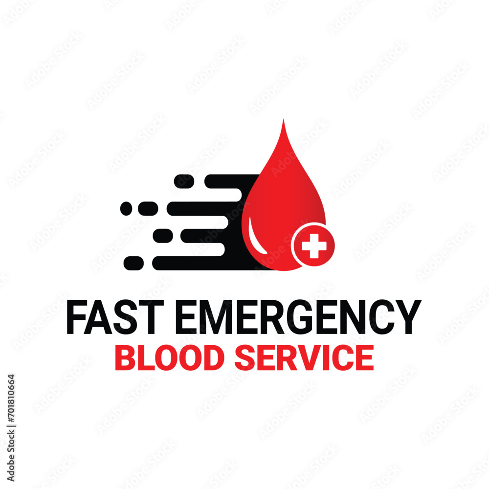 Fast Emergency Blood Bank Logo With Red Blood Drop Sign Template ...