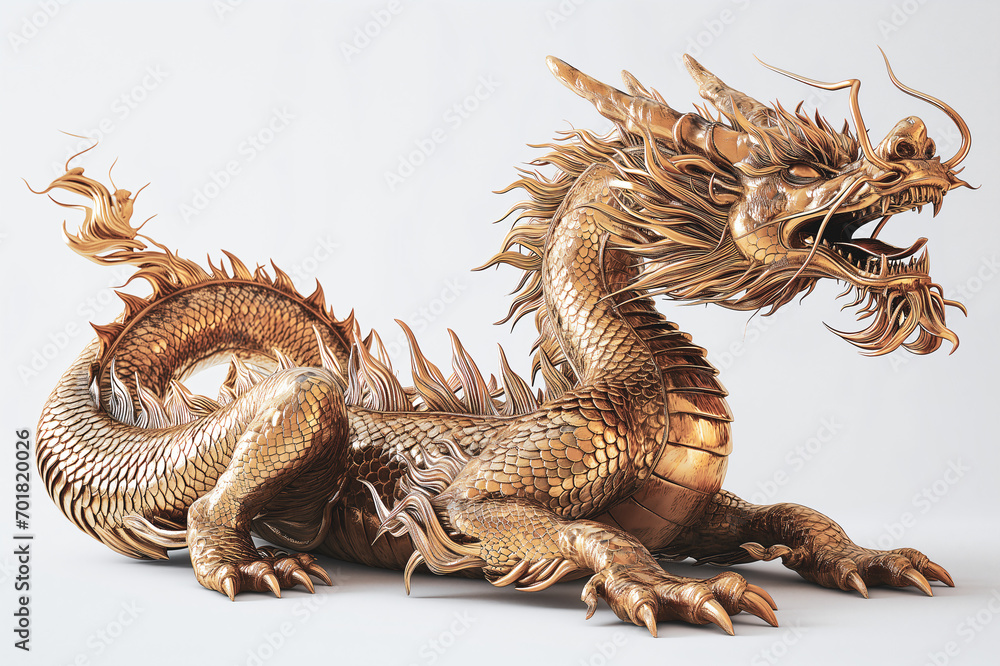 golden chinese dragon model sculpture 2024 year ,Loong, gold, metal ...