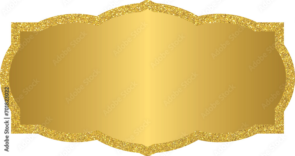 Golden banner text box frame, gold label frame with golden glitter ...