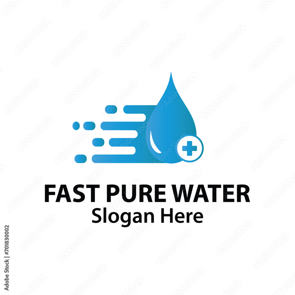Vecteur Stock Fast Water Droplet Logo Design With Drop and Pure Plus ...
