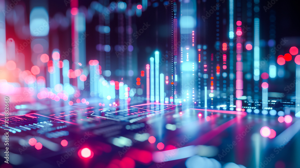 Investment and trading background with bar charts. Data visualization ...