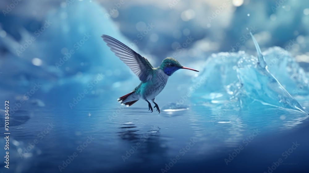 Seltener Kolibri Eisvogel fliegt ber dem Wasser Nahau.Generative AI ...