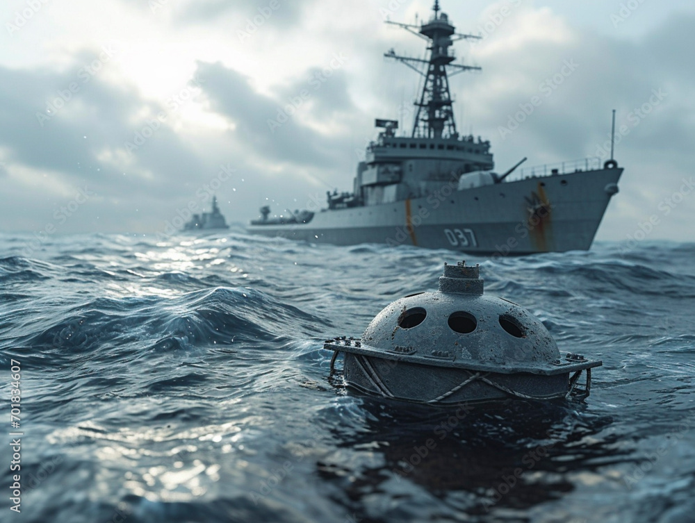 Danger to shipping and shipping routes of cargo ships and warships due ...