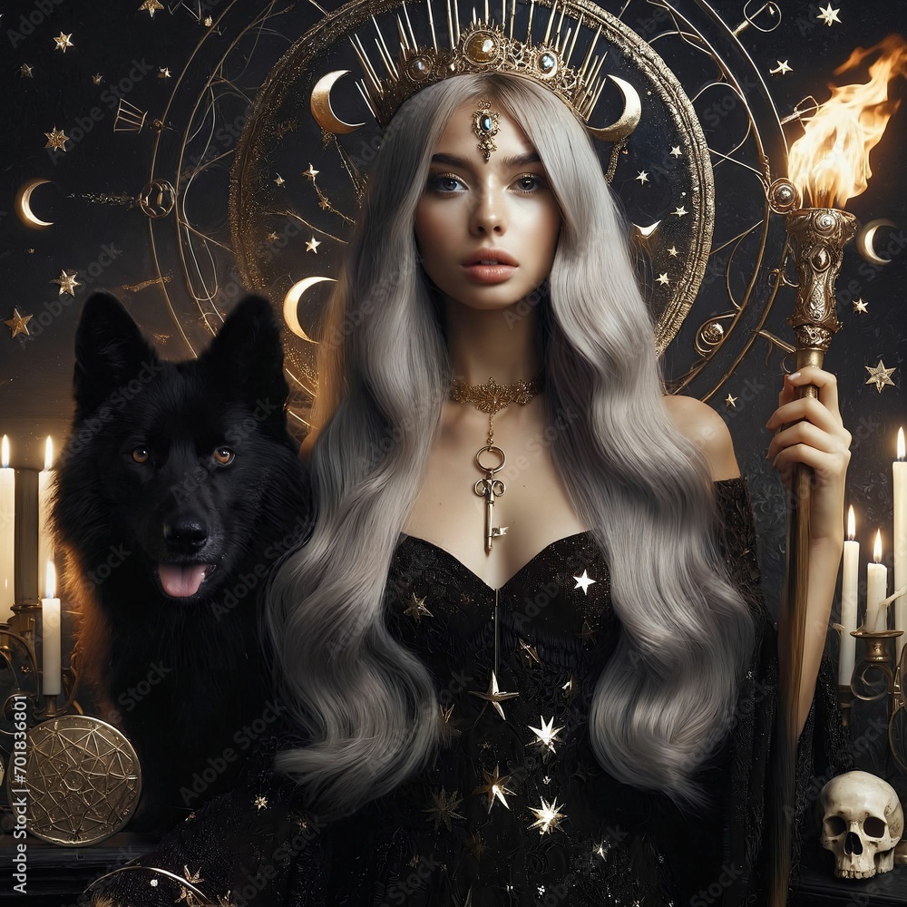 Hecate goddess of magic, the moon, animals, necromancy. Titan and ...