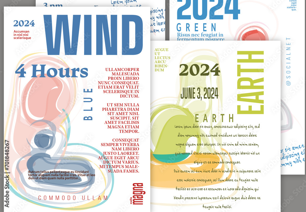 A4 Flyer Art Event Layout with Abstract Watery Shape and Typography ...