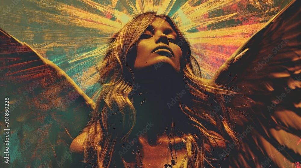 Iconic Album Cover Style showing a Girl with Epic Wings - Amazing Woman ...