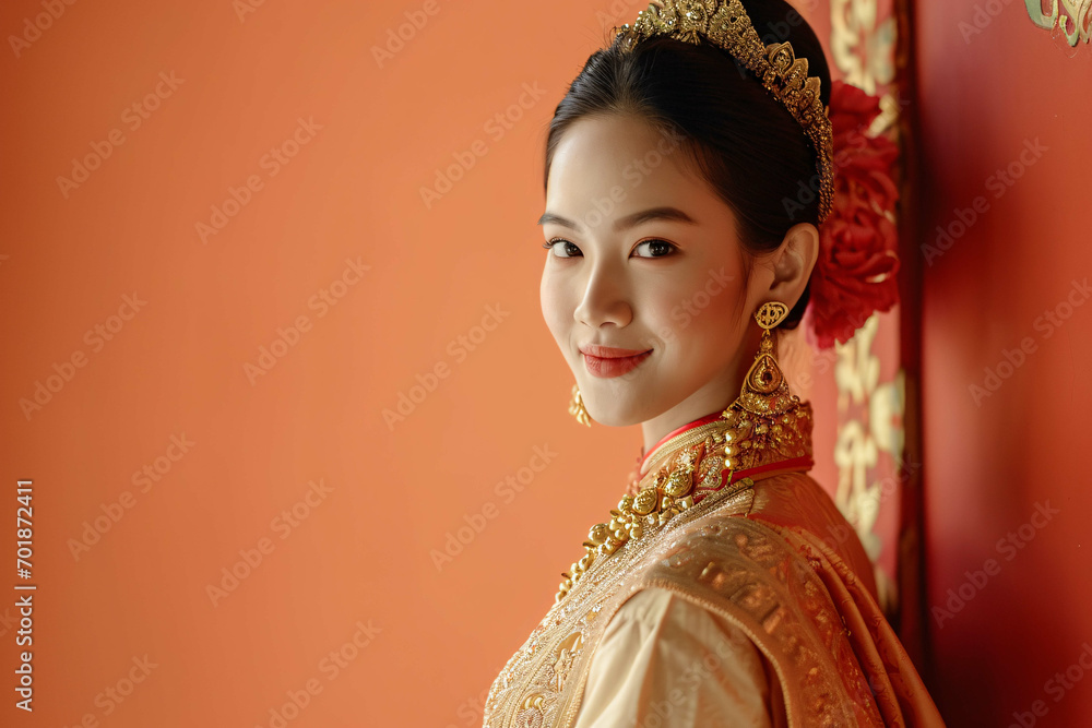 Thai woman in traditional costume, portrait of a Thai woman, Beautiful ...