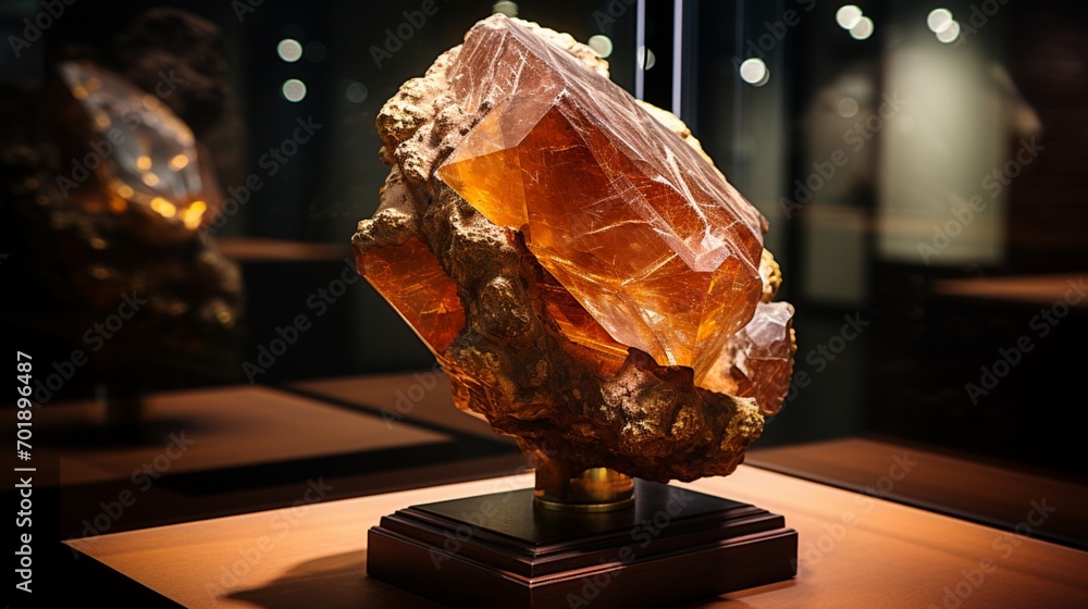 An incredibly detailed 4K image of a Poudretteite specimen in a museum ...