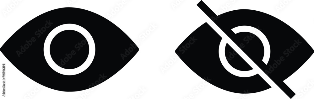 Eye icon set. See and unsee symbol. Retina scan eye sign. Privacy and ...