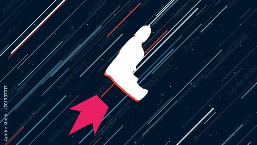 Vidéo Stock Electric drill symbol flies through the universe on a jet ...